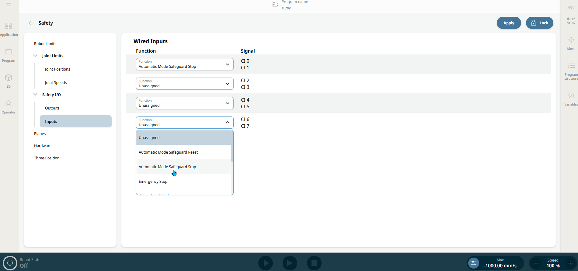 Automatic Mode Safeguard Stop