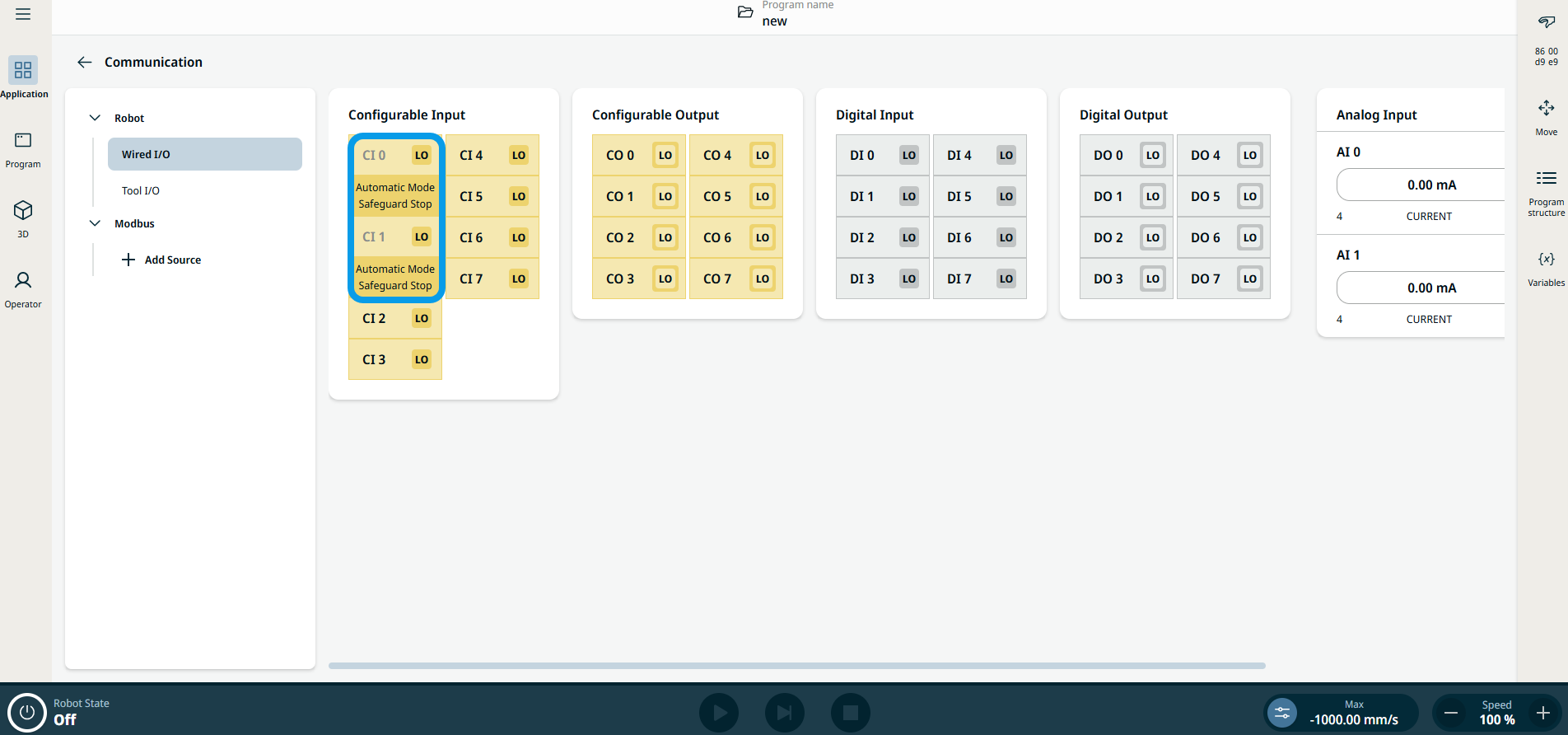 Automatic Mode Safeguard Stop