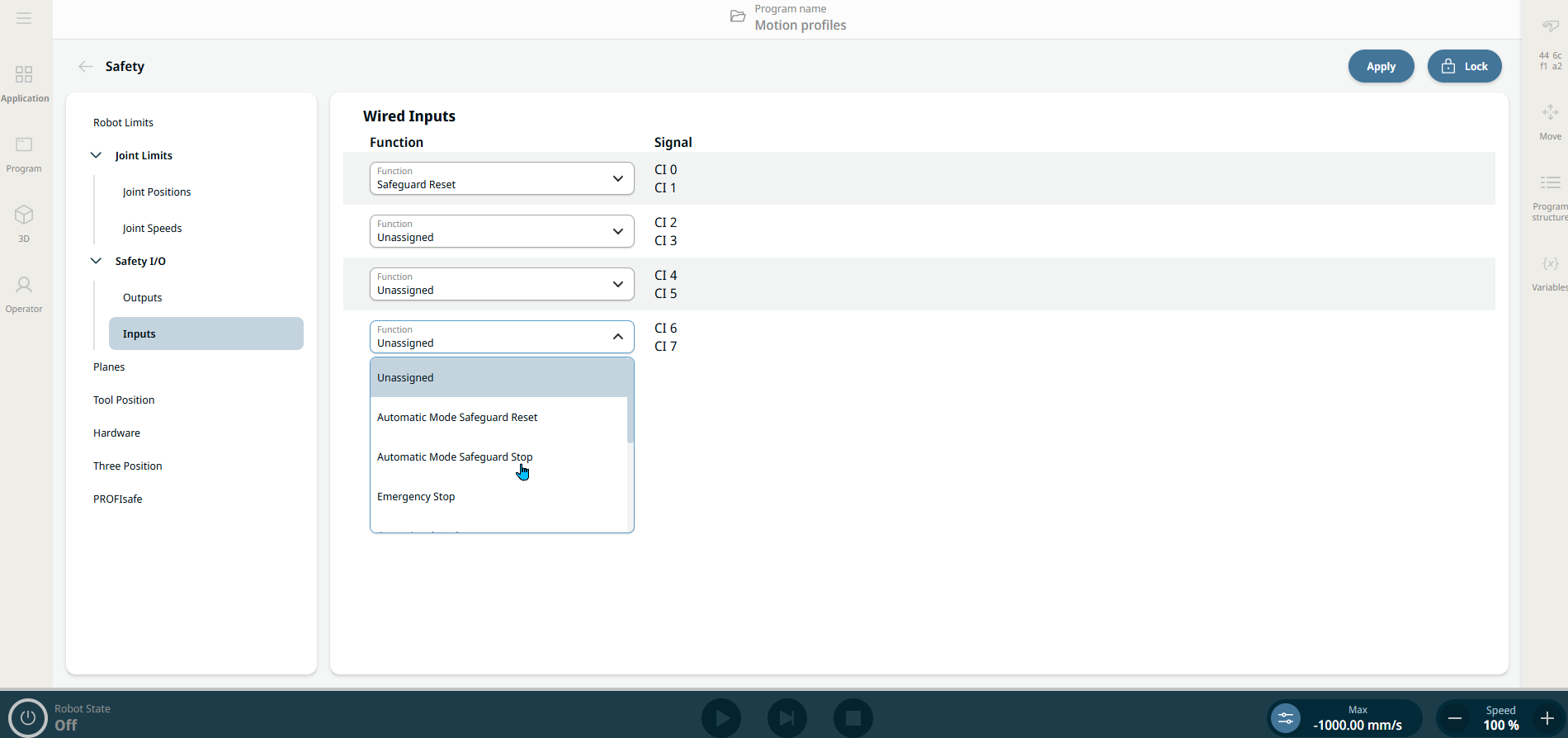 Automatic Mode Safeguard Stop