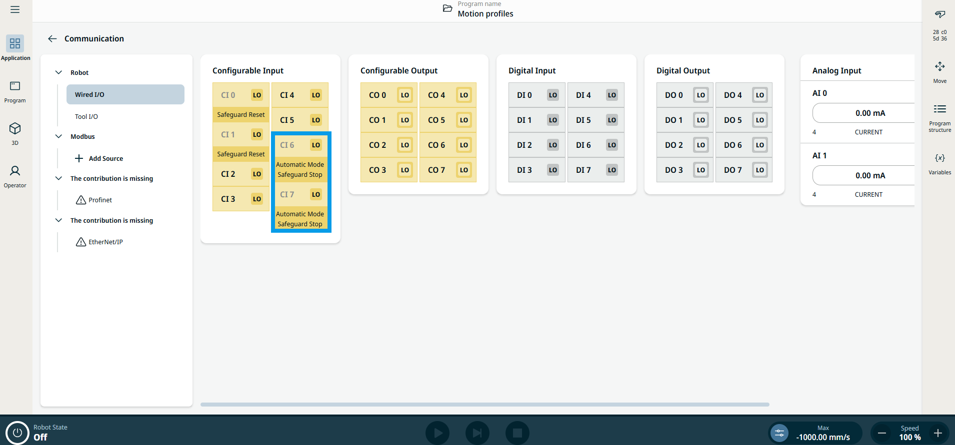 Automatic Mode Safeguard Stop