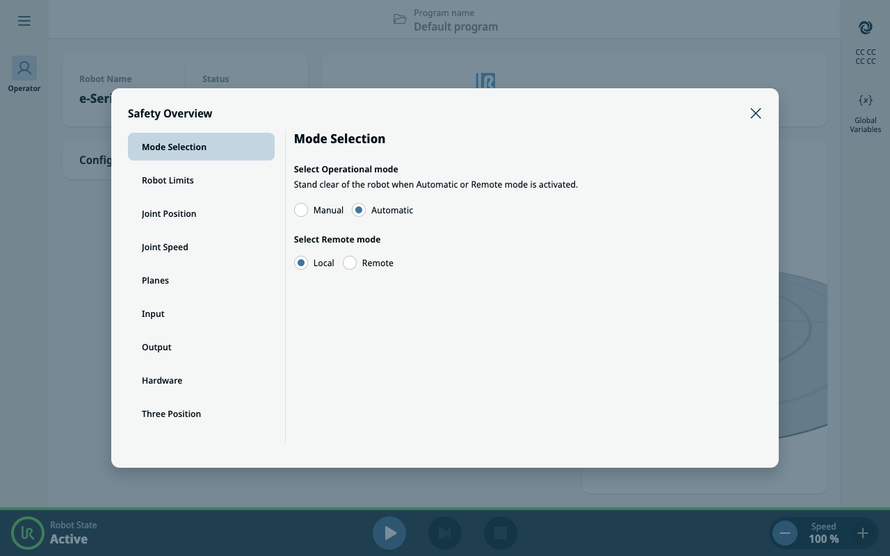 Remote Mode in Safety Overview