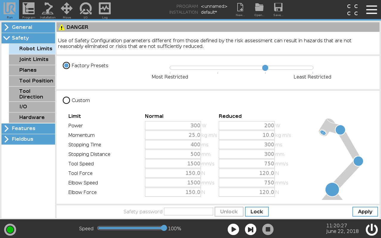 How to prepare robot safety settings
