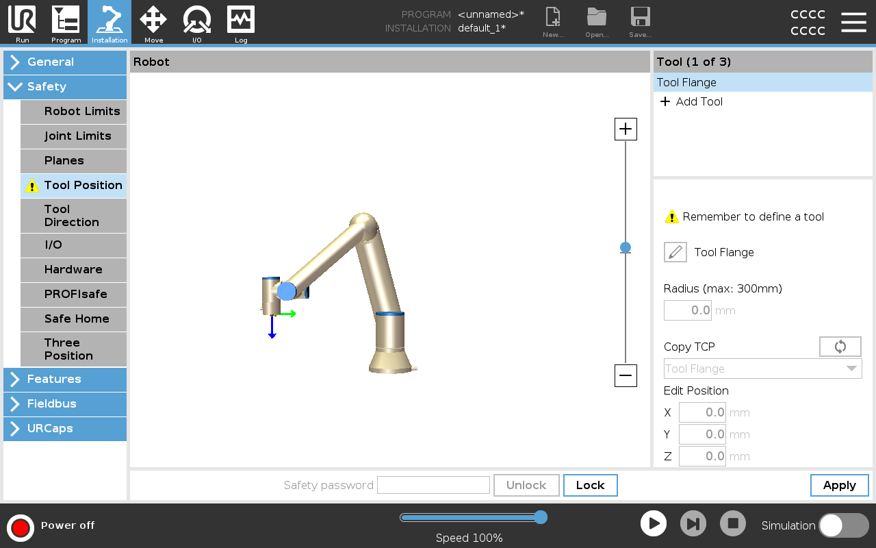 Tool Position Restriction