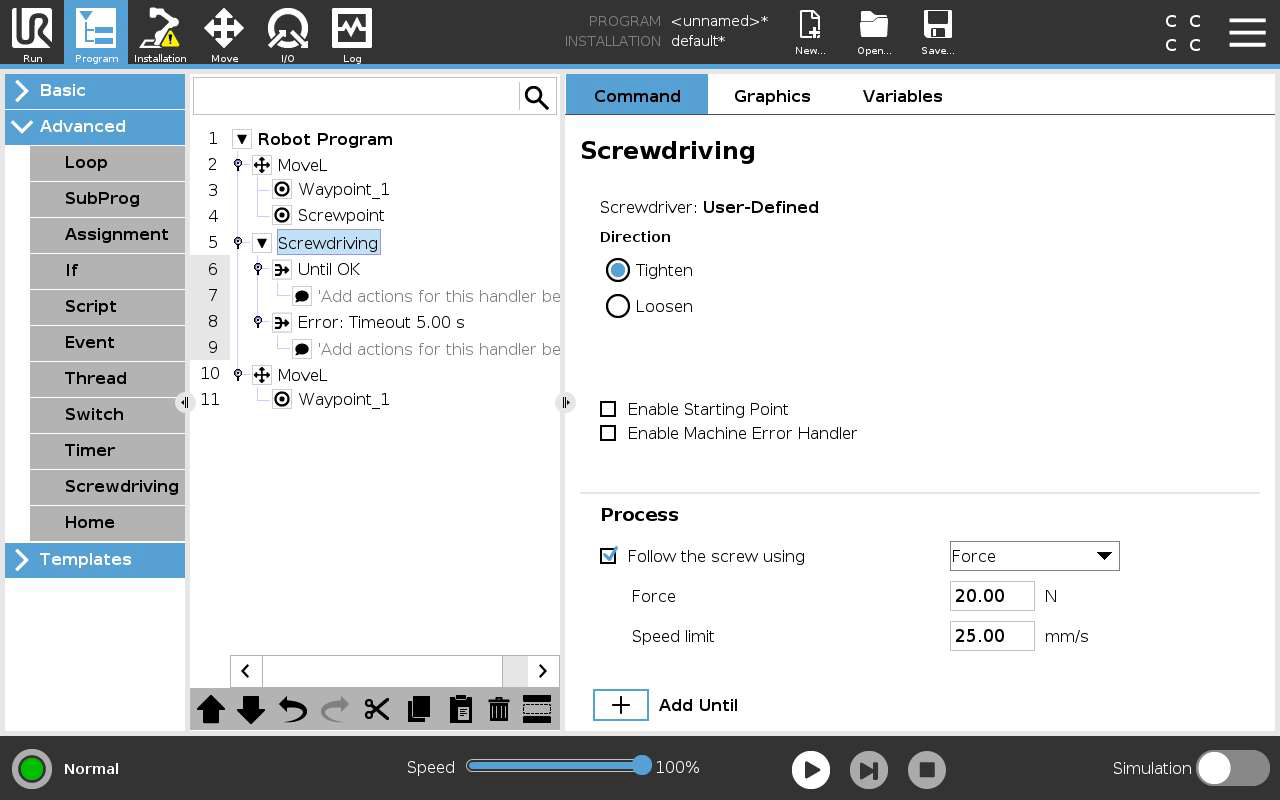 Screwdriving Functionality with Fast-Steady Mode