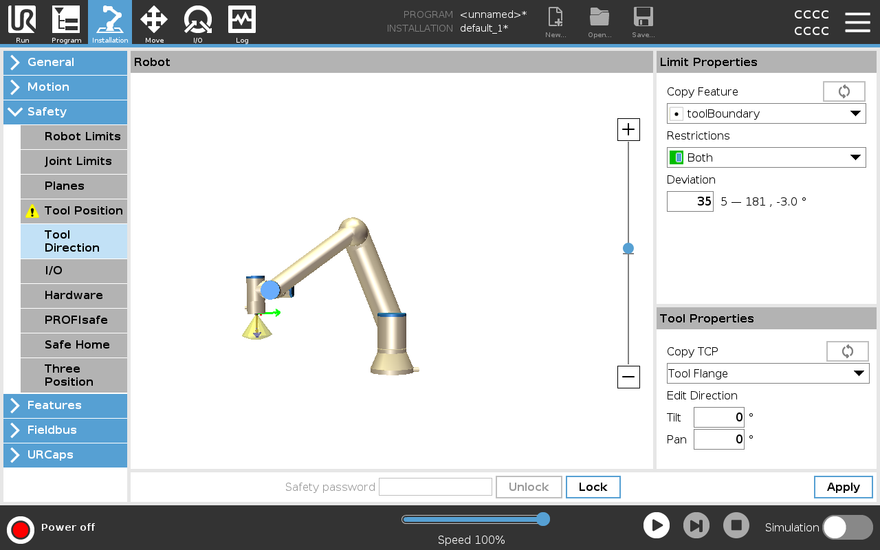 Tool Direction Restriction
