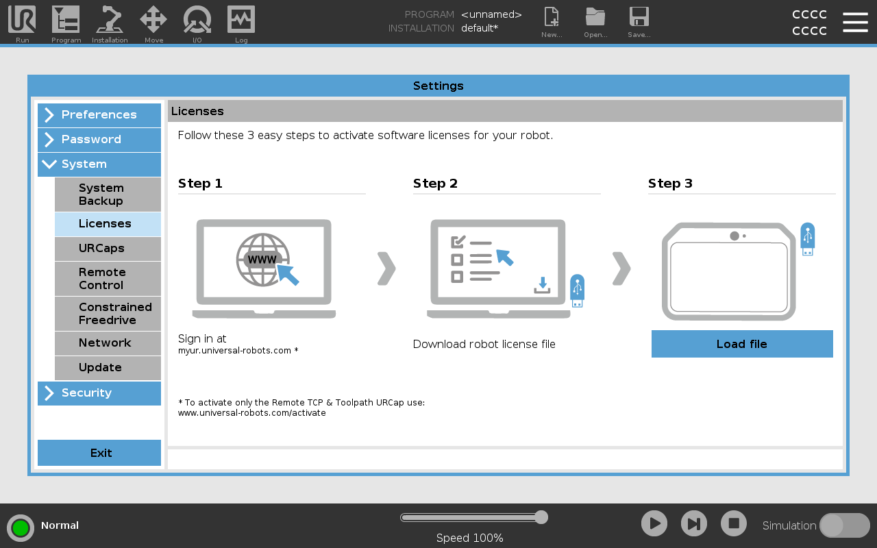 Robot Registration and License File