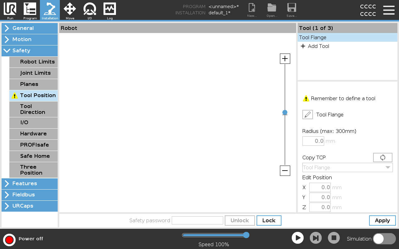 Tool Position Restriction